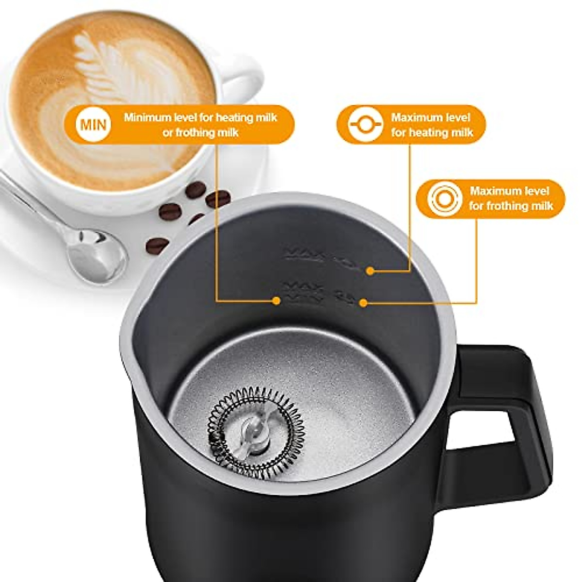 Milk Frother, GOGENGEN 4-in-1 Milk Frother and Steamer,12.5oz/355ml Automatic Hot and Cold Foam Maker and Milk Warmer for Latte, Cappuccinos, Macchiato