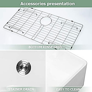 30 White Farmhouse Sink - Logmey 30 inch Kitchen Sink Arch Edge Curved Ceramic Fireclay Apron Front Single Bowl Farm Sink