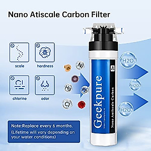 Geekpure Under Sink Water Filtration System- Scale Inhibition- Antiscale Carbon Filter