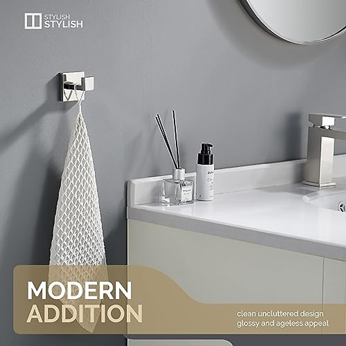 Angle Simple Bath Towel Hook, Solid Metal Bathroom Shower Square Hook Hand Towel Bathrobe Sponges Hanger Kitchen Cabinet Closet Hook Pants and Shirt Holder Polished Chrome, Wall Mounted