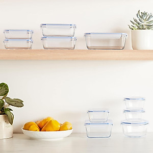 Diyrap 20-Piece Glass Meal Prep Containers, 10 Count of Bases and Plastic Lids,Glass Food Storage Containers with Lids, Airtight Glass Lunch Bento Boxes,Transparent, Blue