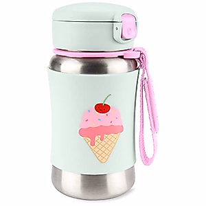Skip Hop Toddler Sippy Cup with Straw, Sparks Stainless Steel Straw Bottle, Ice Cream