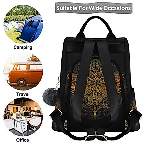 ZZKKO Golden Dragonfly Backpack Purse for Women Rucksack Anti Theft Fashion Travel Lightweight Ladies Shoulder Bag