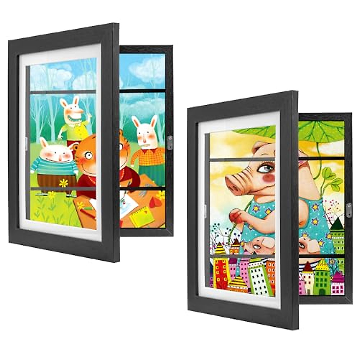 LOMILD 2-Pack Kids Artwork Frames Changeable, 8.5x11 Kids Art Frames in Balck, Front Opening with Acrylic Sheet, Great for Children Art Projects, Art Display Storage, Holds 50 PCS Pictures