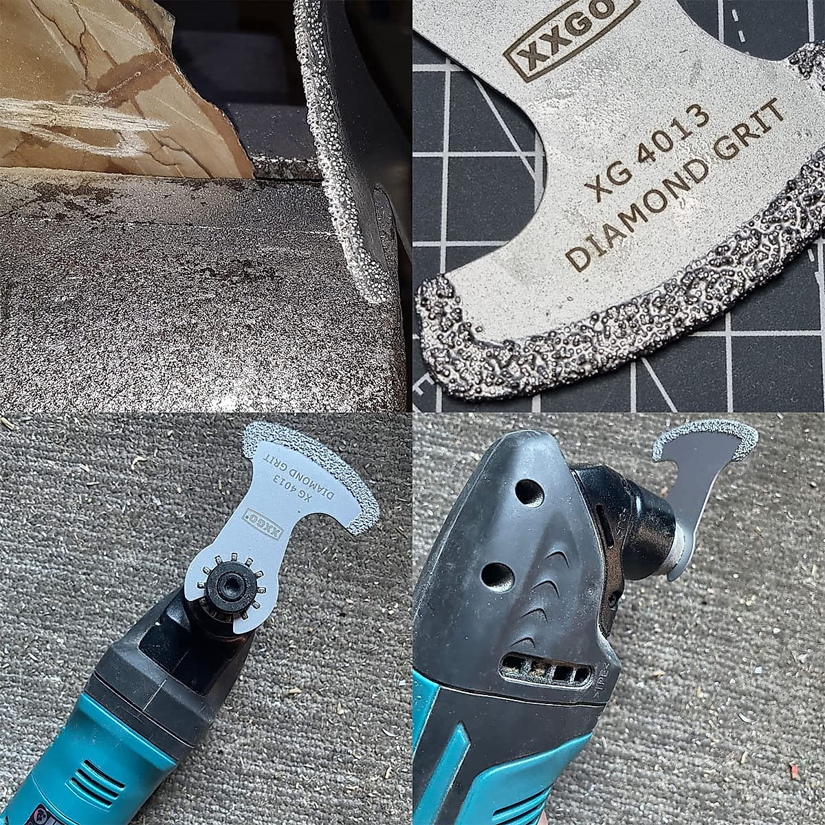 XXGO 3 Pcs Diamond Oscillating Multi Tool Segment Grit Grout Swing Blades for Girt Grout Removal XG3001S