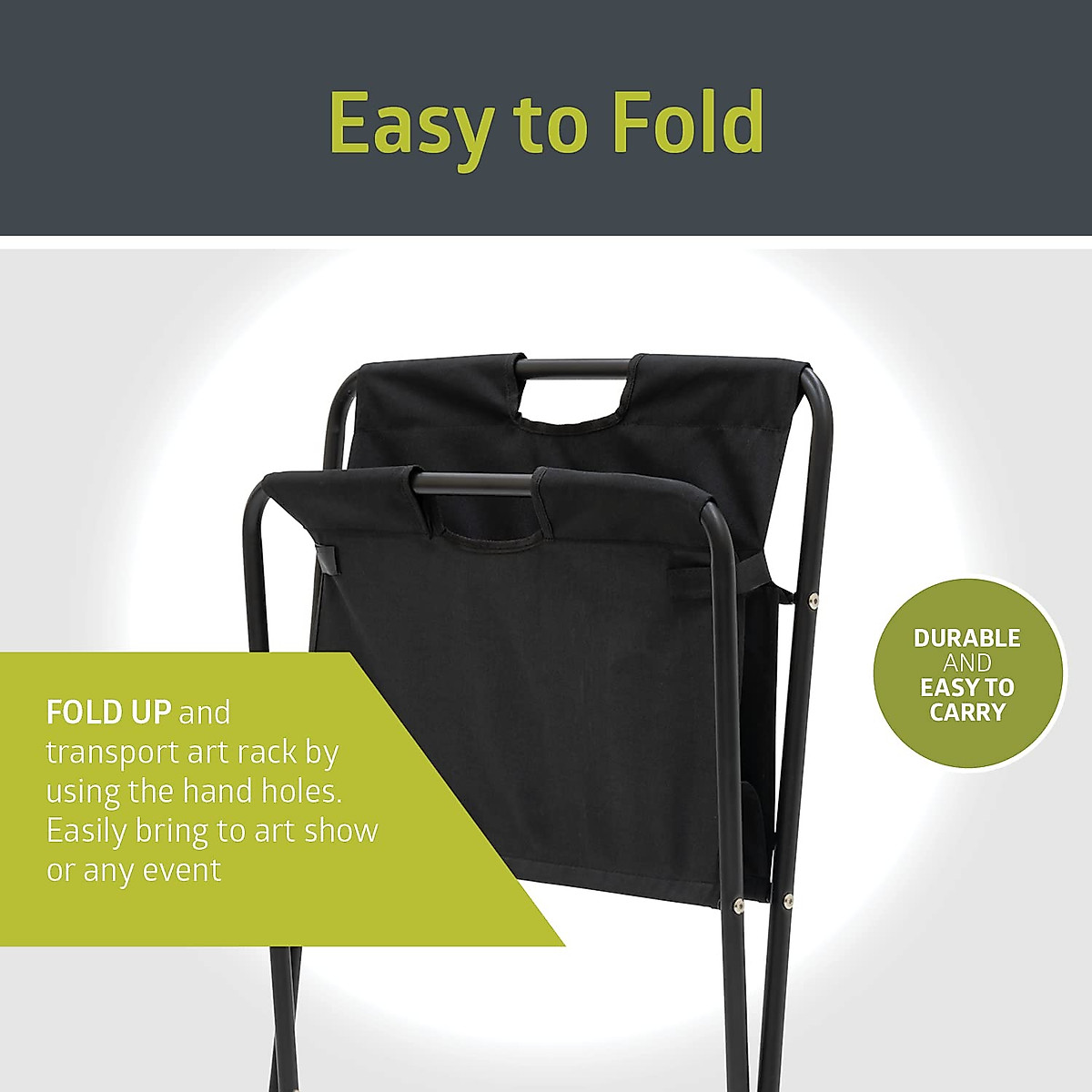 Pearington Folding and Collapsible Canvas Print Display Rack and Poster Stand, Black