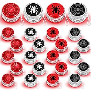 Liliful Spider Party Favors Birthday Party Supplies LED Lighted Yo Yo Bulk Spider Theme Toy for Boys Girls Goodies Bag Filler Hero Gifts in Bulk