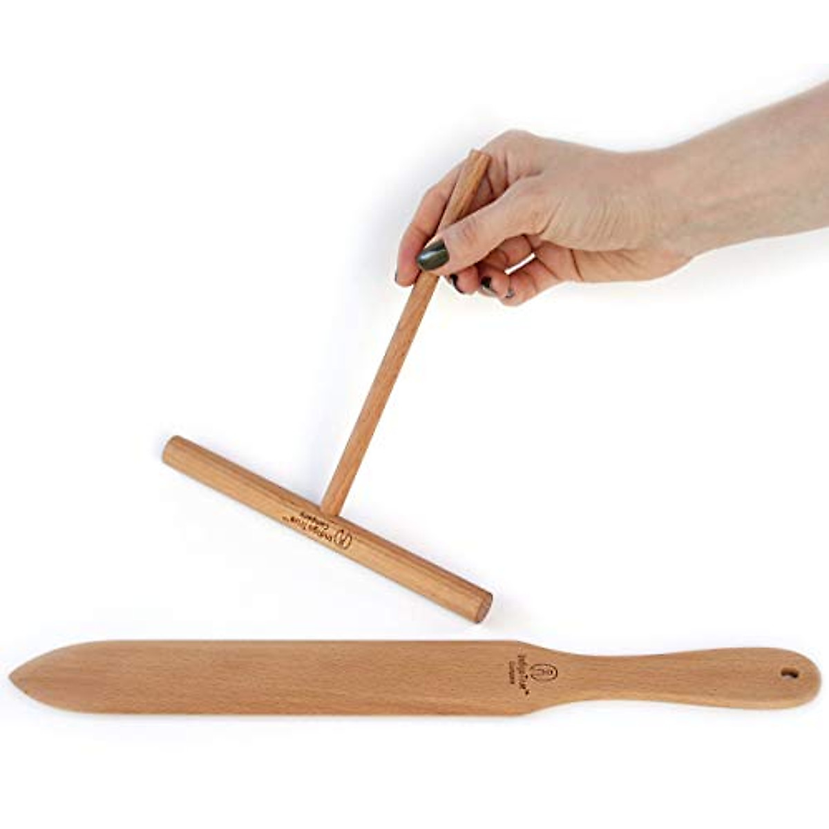 ORIGINAL Crepe Spreader and Spatula Kit - 4 Pcs (7", 5", 3.5" Crepe Tools Set & 14" Crepe Spatula) Crepe Maker, Crepe Spreader Tool, Batter Spreader Crepes, Crepe Wooden Spatula, Crepe Mix, Crepe Pan