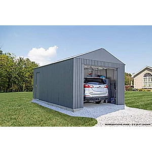 Sojag 12' x 20' Everest Galvalume Steel with Extra Tall Walls Garage Storage Building, 12' x 20', Charcoal