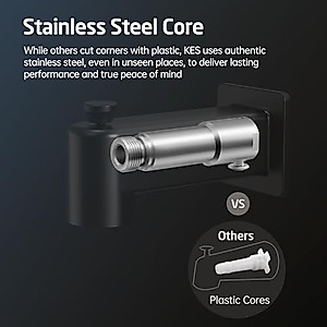 All Metal Tub Spout with Diverter, KES 5-3/8 Inch Bath Tub Faucet Replacement with Stainless Steel Extension Nipple, Black Shower Slip-on Bathtub Faucet for 1/2 Inch Copper Pipe, PTSN300-BK