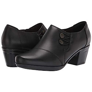 Clarks womens Emslie Warren Slip On Loafer, Black Leather, 7.5 Wide US