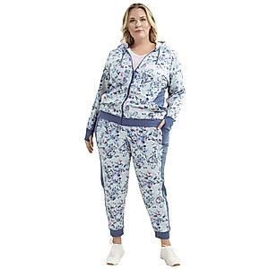 Vera Bradley Women's Active French Terry Color-blocked Full-zip Hoodie With Pockets (Extended Size Range), Fresh-Cut Bouquet, Medium