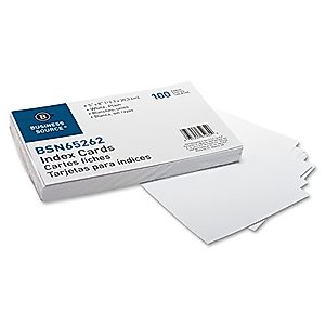 Business Source Plain Index Cards, White, 5 X 8