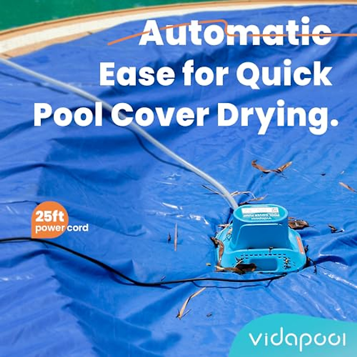 Vidapool Pool Cover Pump Automatic On Off,1/2 HP Submersible Water Pump, 2169GPH Sump Pump Inground/Above Ground with 25 Feet Power Cord for Swimming Pool Draining, Hot Tub, Basement, Window Well