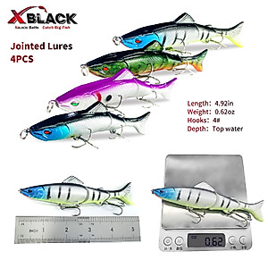 XBLACK Fishing Lures Set, Including Minnow Popper Jointed VIB Shrimp Frogs, Whopper Fishing Lure for Bass Catfish Pike, Baits for Freshwater Saltwater, Fishing Gifts for Men Women(48pcs)