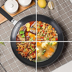 KAKULO 12 Inch Stir Fry Pan with Lid, Large Cooking Pan with Detachable Standing Handle - Induction Compatible