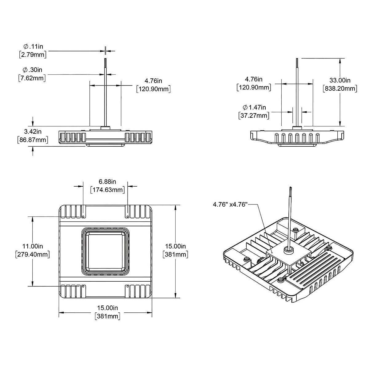 OSTEK 150W LED Canopy Light, 19,500LM, 5700K Daylight White, Surface Mount Gas Station & Carport Lighting, IP65 Waterproof, Outdoor Rated, AC100-277V, UL & DLC Listed