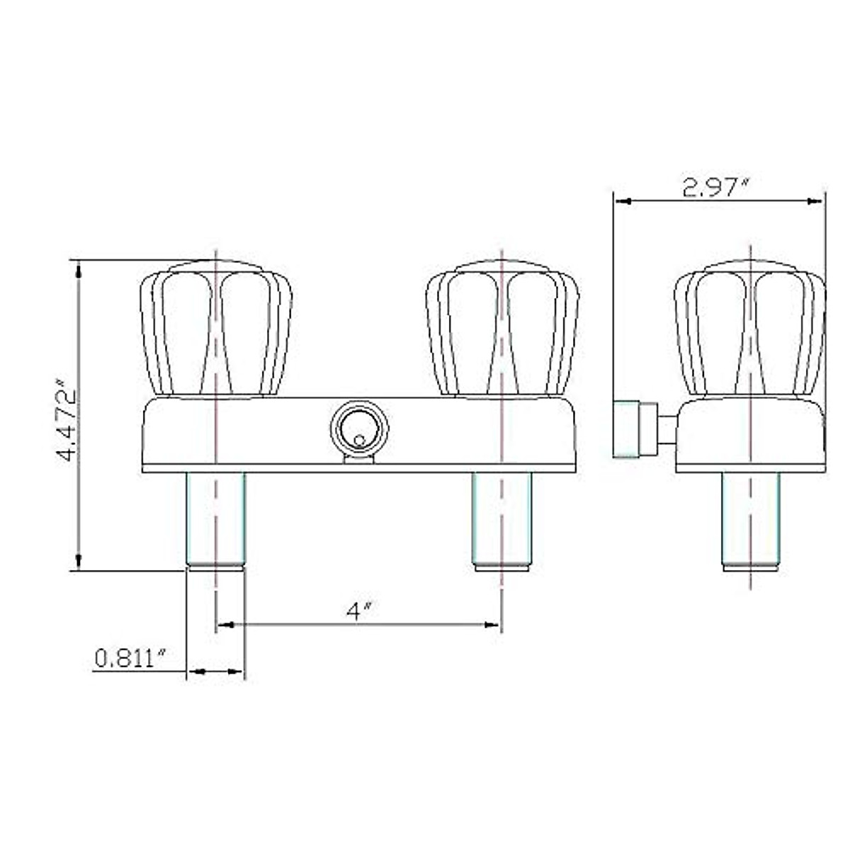 White RV /Mobile Home Shower Faucet with Clear Handles & Includes Hand-Held Shower by WholesalePlumbing
