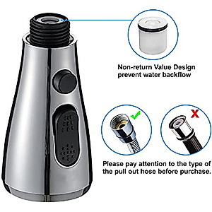 Pull Down Faucet Spray Head, Kitchen Faucet Head Replacement Parts, 3-Function Kitchen Sink Faucet Kitchen Faucet Sprayer Head Replacement Kitchen Sink Spray Nozzle, Brushed Nickel