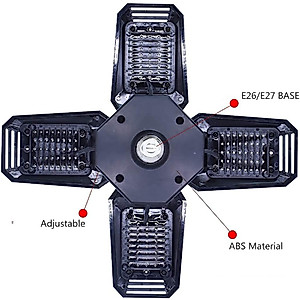 ANYPOWK LED Garage Lights with Motion Sensor - 12000 Lumen 6500K Daylight 120W, Four Leaf Garage Organization Ceiling Lighting, Pack of 2