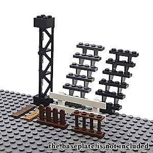 BroTex Fence Farm Accessories - MOC House Building Blocks Set, City Garden Bricks Parts Bulk Pieces, Stair Railing Bars, Assembly Toys for Creative Kids