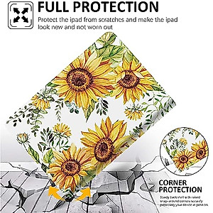 Case for iPad Mini 6 2021 8.3 Inch, Multi-Angle Smart Stand Cover Auto Sleep/Wake for iPad Mini 6th Generation 8.3 Inch，Watercolor Sunflower