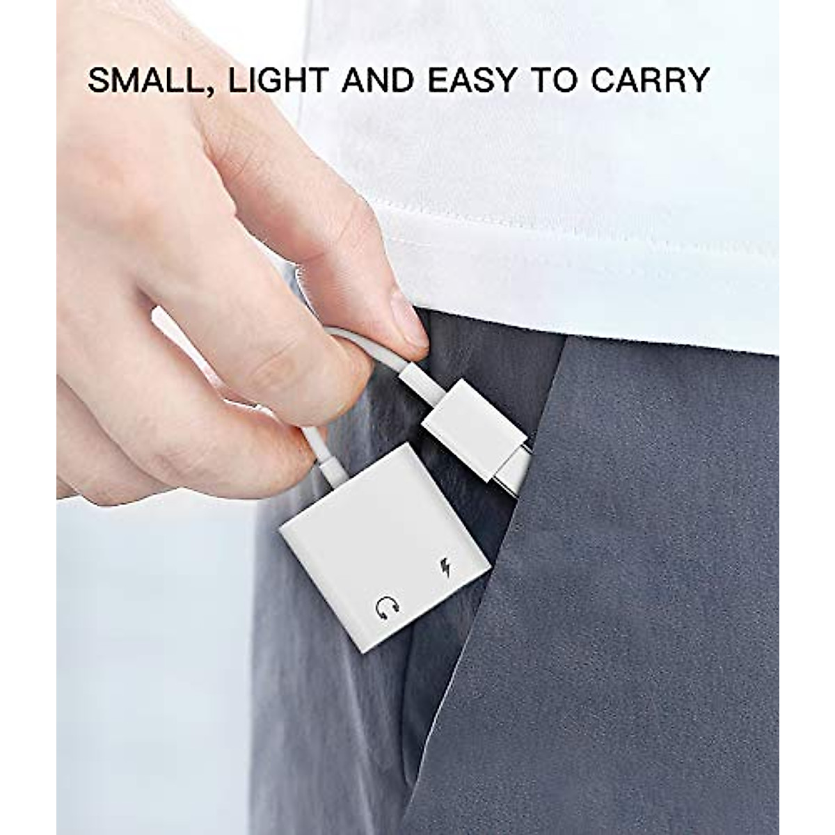 Headphone Adapter Lightning to Audio Jack and Charger Extender Earphone Charging Splitter Compatible with iPhone 11 12Mini pro max xs xr x se2 7 8plus for ipad air Cable Converter Apple MFI Certified