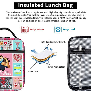 Kaeddi Nurse Lunch Bag Heat Insulated Lunch Box Leakproof Durable Portable Reusable Handbags Large Capacity Thermal Cooler Black One Size