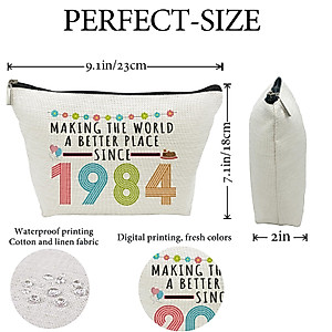40th Birthday Gifts for Women, Funny 40 Year Old Gift Makeup Bag, 1984 40th Birthday Makeup Bags for Her, Mom, Aunt, Wife, Sister, Coworker, Friend, Making The World a Better Place Since 1984