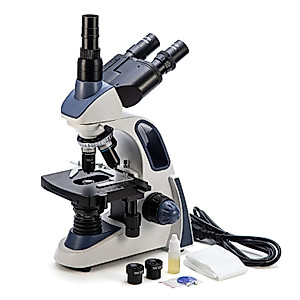 Swift Compound Trinocular Microscope SW380T,40X-2500X Magnification,Siedentopf Head,Two-Layer Mechanical Stage,with 5.0 mp Camera and Software Windows/Mac Compatible