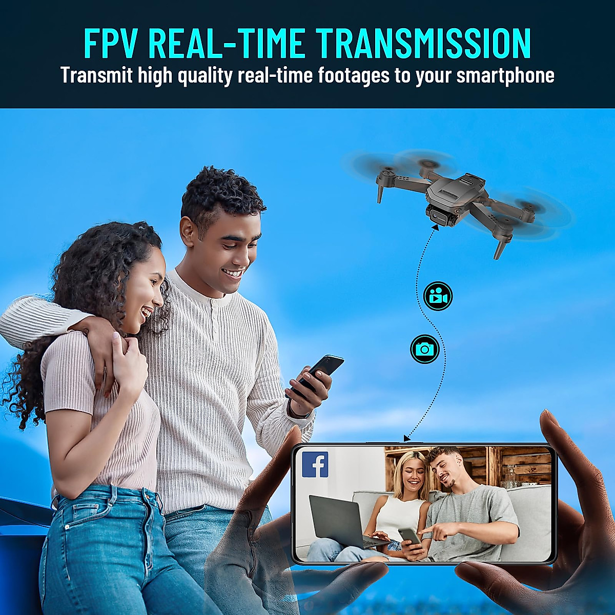 GOFOIT Mini Drone with Camera for Adults Kids, 1080P HD Foldable FPV RC Quadcopter with Upgrade Gesture Control, 90° Adjustable Lens, Headless Mode, 2 Batteries, Carrying Case, Altitude Hold, 3D Flip