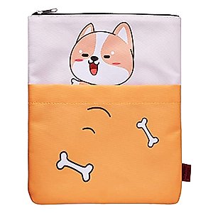 Book Sleeve Shiba Inu Dog Book Covers for Paperbacks, Washable Fabric, Book Sleeves with Zipper, Medium 11 Inch X 8.7 Inch Book Lover Gifts