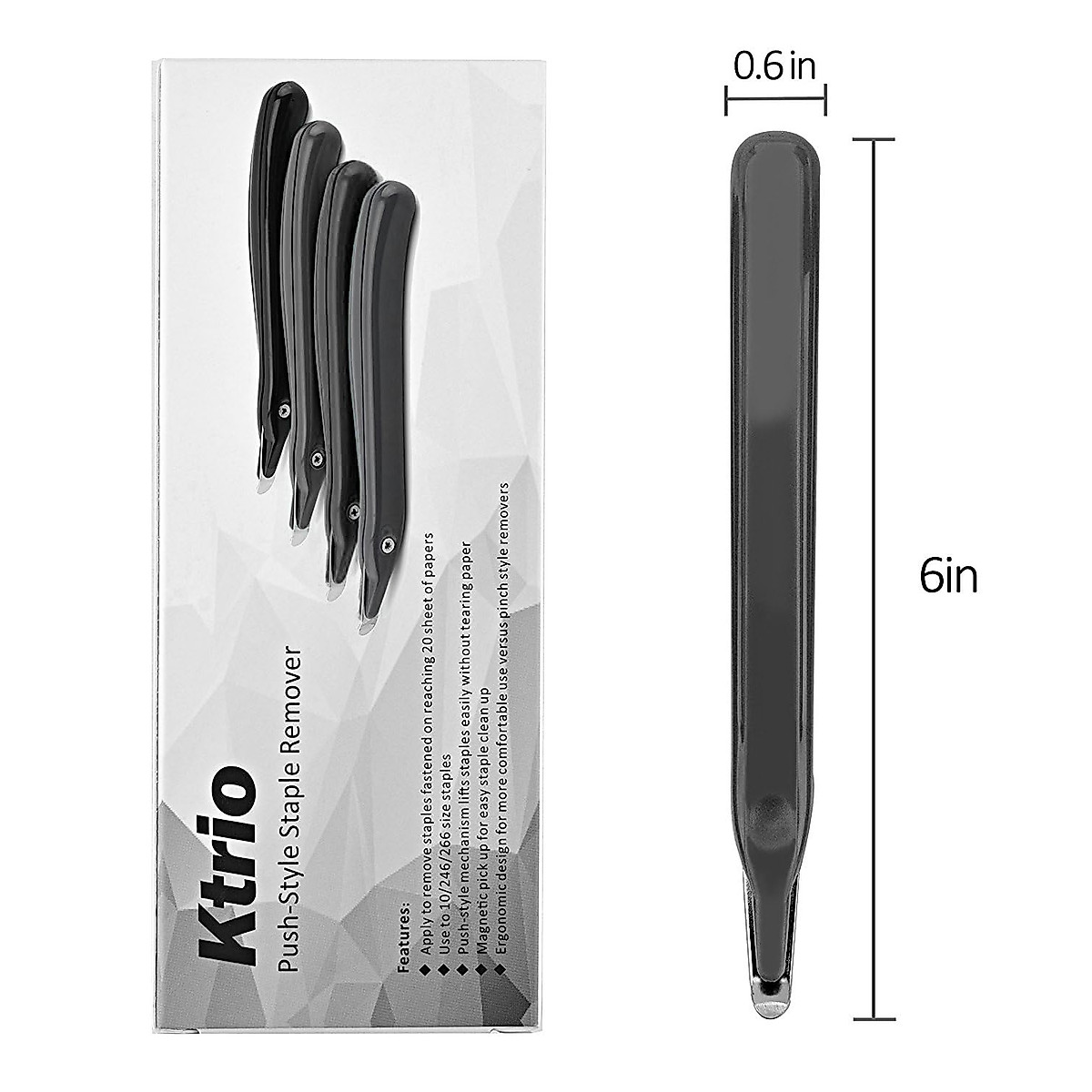 KTRIO Staple Remover Professional Magnetic Easy Staple Removers Stapler Remover Staple Remover Tool Staple Puller Remover Staple Pullers for Office, School and Home, 3 Pack Black