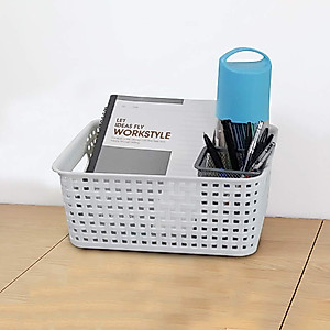 Bblina Small Weave Storage Basket, Plastic Basket Bins for Storage Set of 6