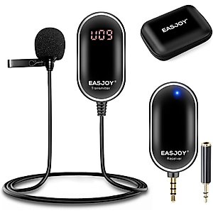Wireless Lavalier Microphone for iPhone/Android/DSLR Camera,Audio-receivers and video-receivers,Clip on Mic Lapel Microphone System, mic for video, Voice Recording, Youtube, Interview, Live Stream