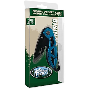 Performance Tool W9384 Northwest Trail 2 1/2" Bisina Folding Pocket Knife, Serrated Clip Point, Stainless Steel
