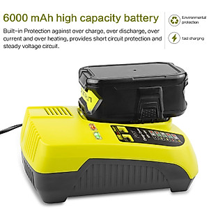 LabTEC RB18L50 18V 6000mAh Lithium Battery Compatible with Ryobi 18V BPL-1815 BPL-1820G BPL1820 BPL18151 P102 P103 P104 P105 P107 P109 P122 Cordless Power Tools with LED Indicator