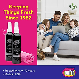 Quick N Brite Screen Cleaner with Microfiber Cleaning Cloth, 2 pc Cleaning Spray for TV, Computers, Laptops, Smartphones and More, 8 oz
