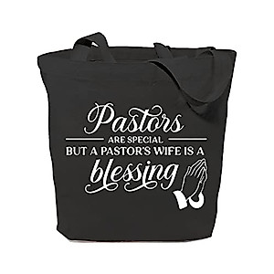 GXVUIS Canvas Tote Bag Reusablec Grocery Shoulder Bags for Shopping Work Gifts for Wife Christian Pastor Appreciation Gift Black
