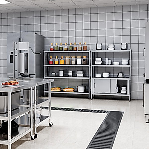 YITAHOME NSF Stainless Steel Shelves, 48"*18"*60" 4 Tier Storage Shelf with Cabinet, Heavy Duty Shelving for Kitchen Garage Office Restaurant Warehouse, 201 Bright Silver