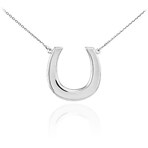 925 Sterling Silver Lucky Horseshoe Pendant Necklace, 16"