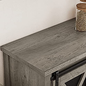 IDEALHOUSE Buffet Storage Cabinet Farmhouse Wine Cabinet Coffee Bar Table with Wine Glass Rack and Storage, Wood Buffets and Sideboards with Barn Mesh Door for Kitchen, Dining, Living Room