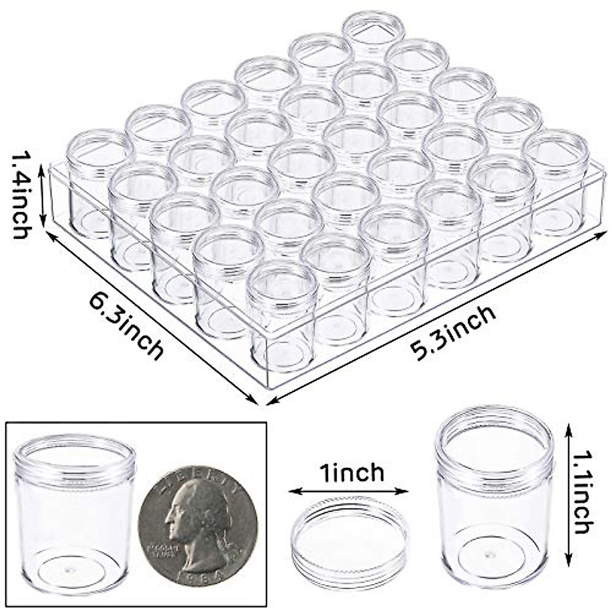 BigOtters 5D Embroidery Diamond Storage Box, Bead Storage Containers with Lids Bead Organizer Small Diamond Painting Containers Glitter Containers for DIY Art Crafts Nail Diamonds, 6.3 X 5.3 X 1.4inch