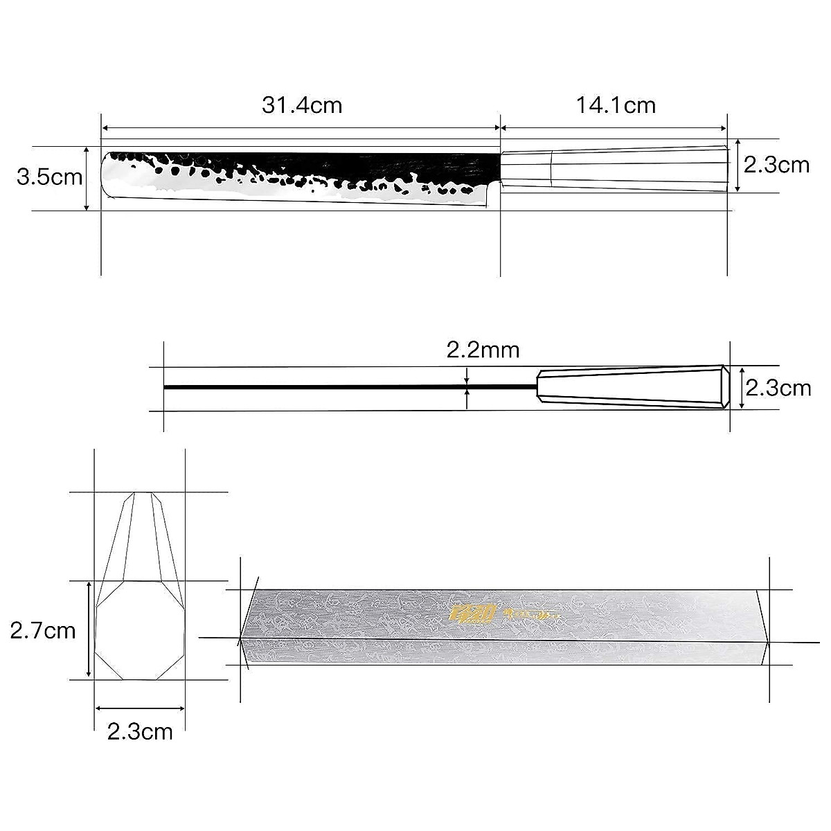 FINDKING Dynasty Series 12" Clad Steel Brisket Ham knife and Magnetic Walnut Knife Edge Guard