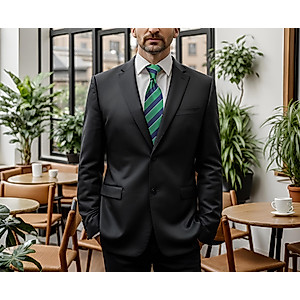 S&W SHLAX&WING Men's Ties Necktie Green Blue Stripe Classic Size 57.5"