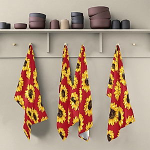xigua Red Sunflower Kitchen Towels Dish Clothes Soft and Rapid Drying and Absorbent 1PCS Dishcloths Reusable Towels for Kitchen Bathroom Hotel Household Hand Towels 29"X18" inch