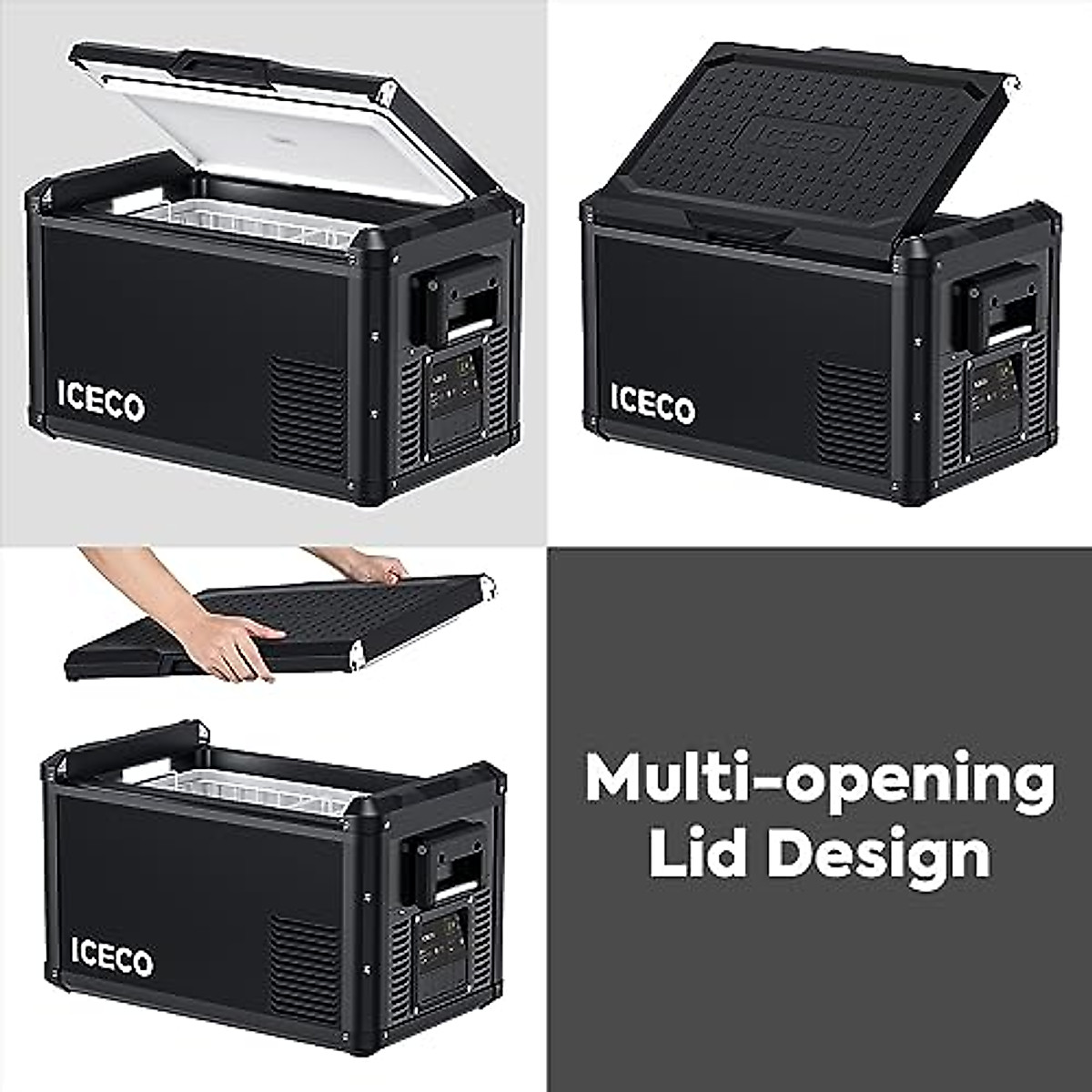 ICECO VL35 ProS 35 Liters Portable Refrigerator, Multi-directional Lid, Dual USB & DC 12/24V, AC 110-240V, Steel Compact Refrigerator Powered by SECOP, 0℉ to 50℉, Home & Car Use [Upgrade]