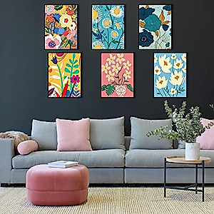 6 Pack Paint by Number for Adults-Paint by Numbers Flowers,Flower Paint by Number Perfect for Gift Home Wall Decor(6 Pack,8x12inch)