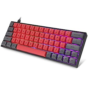 60% Mechanical Keyboard, RGB LED Backlit Wired Gaming Keyboard, Ergonomic, for PC/Mac Gamer, Typist (Gateron Switches, PBT Caps) (Renewed)