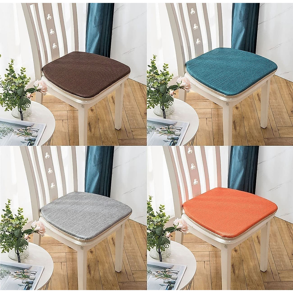 Dining Chair Cushion with Ties,Kitchen Dining Chair Pad and Seat Cushion with Zipper,1/2/4 Packs Chair Cushion for Dining Chairs Washable&Removable ( Color : Light Gray , Size : Set of 2 )
